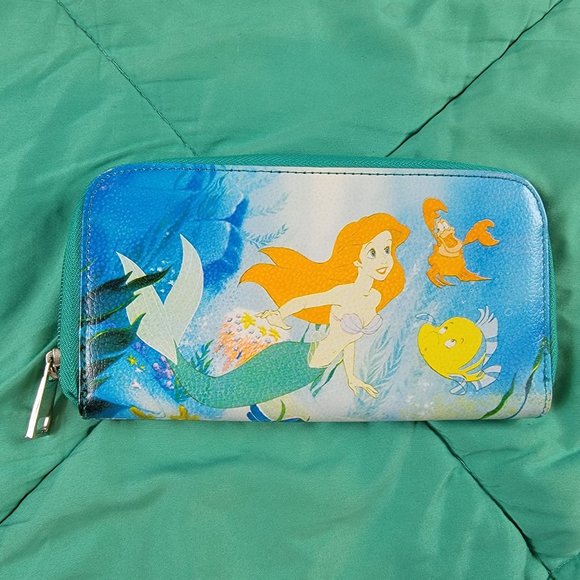 Disney | Bags | Disney The Little Mermaid Green Wallet Cute Travel ...